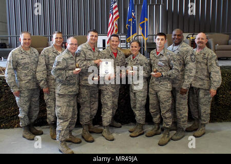 Lt. Col. Kristen Carter, right, outgoing 436th Medical Support Squadron ...