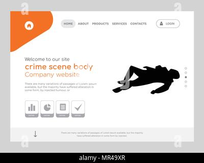 Evidence flat landing page website template. Thief, police officer ...