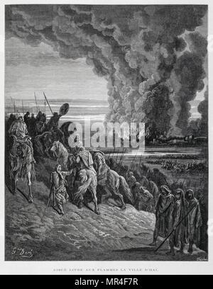 Bible. Book of Joshua. Joshua burns the Town of Ai. Conquest of Canaan ...
