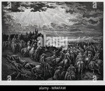 Bible. The Sun and the Moon stand still. Book of Joshua. Illustration ...