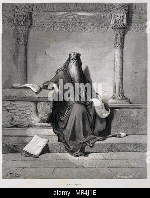Solomon, by Gustave Doré, 1832 - 1883, French. Engraving for the Bible ...