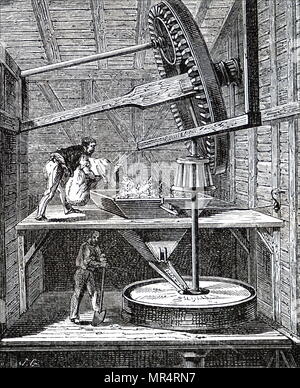 A windmill used for grinding grain into flour at the Mennonite Heritage ...