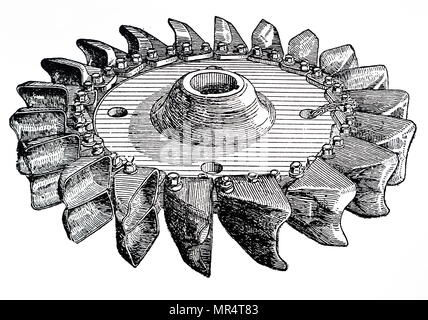 A Pelton wheel a water impulse turbine. Invented by Lester Allan Pelton ...