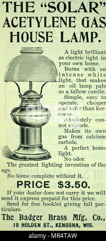 An advertisement for an acetylene lamp. The Carbide lamp, or acetylene ...