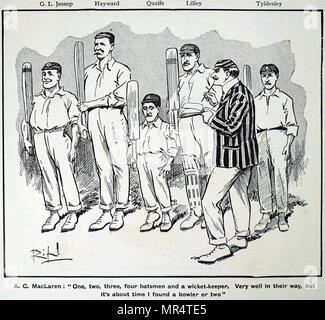 Cartoon depicting Archie MacLaren trying to put together a balanced ...