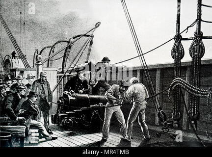 Print depicting the transportation of the cables used in the Atlantic ...