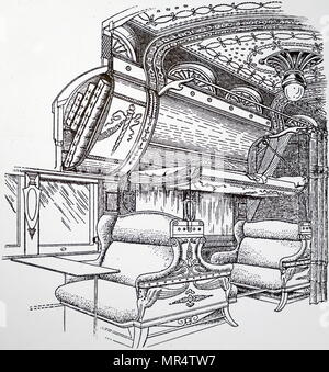 Engraving depicting a Pullman Drawing Room car. Dated 19th century ...