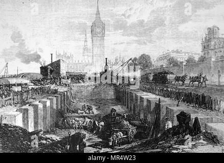 The Thames Embankment, 19th century, River Thames in central London ...