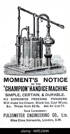 Advertisement for Champion Ice Machines. Dated 19th century Stock Photo ...