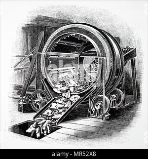 A historical illustration from 1891 depicting the flags of various U.S ...