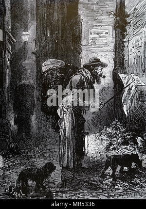 Engraving depicting a French rag picker. Dated 19th century Stock Photo ...