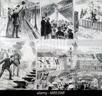 Engraving depicting the first train on the Stockton and Darlington ...