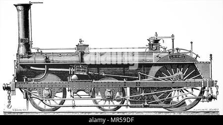 An engraving depicting the Crampton express locomotive. Dated 19th ...
