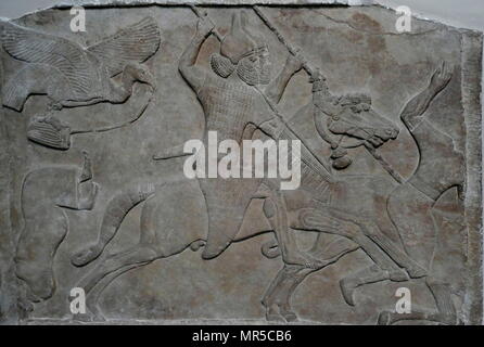 Battle scene. Assyrian, 728 BC. Nimrud, Central Palace. Iraq. Assyria ...