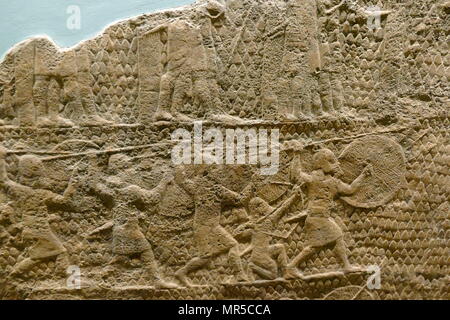 Assyrian wall relief showing an attack on Lachish, about 700-692 ВС ...