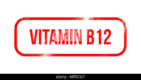 Vitamin B12, red grunge rubber, stamp Stock Photo - Alamy