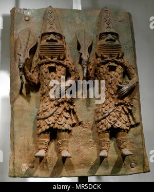 Benin Bronze metal plaque that decorated the royal palace of the Benin ...
