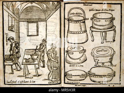Woodcut illustrations of a renaissance kitchen and equipment. From ...