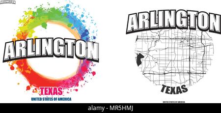 Modern City Map - Arlington Texas city of the USA with neighborhoods ...