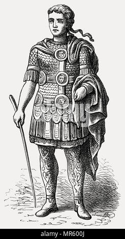 Roman legionary with armor, shield and lance Stock Photo - Alamy