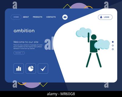 Ambition flat landing page website template. Love, accuracy, risk. Web ...