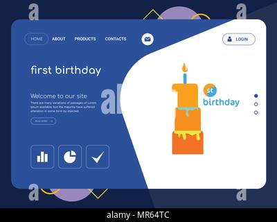 Quality One Page 1st birthday Website Template Vector Eps, Modern Web ...