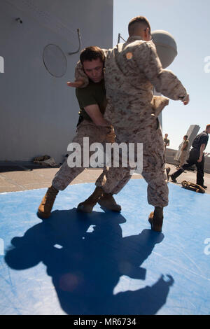 Cpl. Christopher Parker, a combat cargo Marine assigned to USS Mesa ...