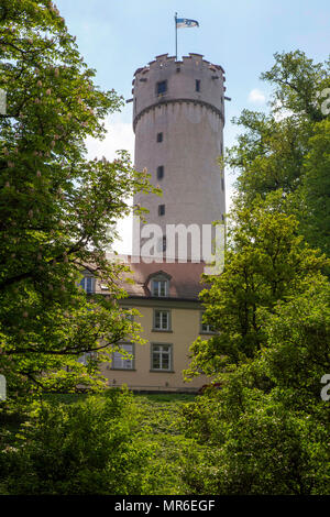 Germany, Old tower building mehlsack in old town of ravensburg vilage ...