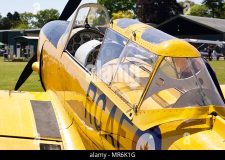 Cockpit canopy of a De-Havilland Chipmunk an RAF training aircraft of ...