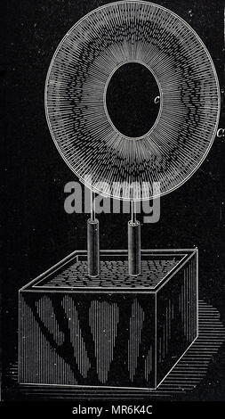 Engraving depicting Nikola Tesla's high frequency alternator Stock ...