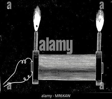 Engraving depicting Nikola Tesla's high frequency alternator Stock ...