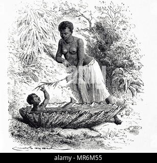 An engraving depicting a giant clam being used as a bath tub. Dated ...