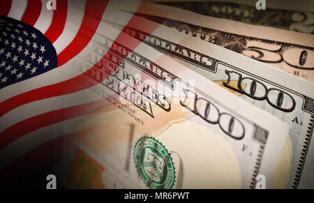 American flag and banknotes USD currency money Stock Photo - Alamy