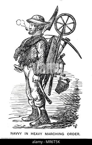 Illustration depicting a navvy. Railway navvies were sent out to the ...