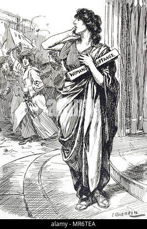 Cartoon commenting on the women's suffrage movement. Dated 20th century ...