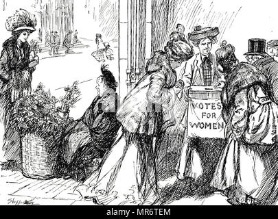 Cartoon commenting on the women's suffrage movement. Dated 20th century ...