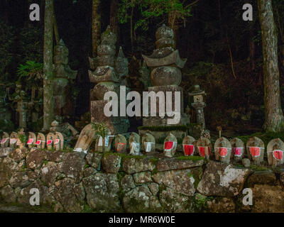 Japan, Koyasan, Okunoin cemetery. Gorinto, five stone tower AKA five ...