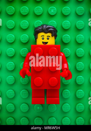 Tambov, Russian Federation - May 20, 2017 Lego ruler with inches and ...