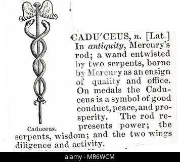 An illustration of the caduceus symbol of two snakes intertwined around ...