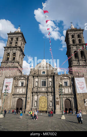 Puebla Cathedral, a Roman Catholic church built in the Spanish colonial ...