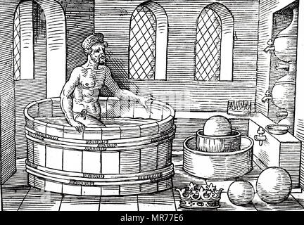 Engraving depicting Archimedes, an Ancient Greek mathematician ...