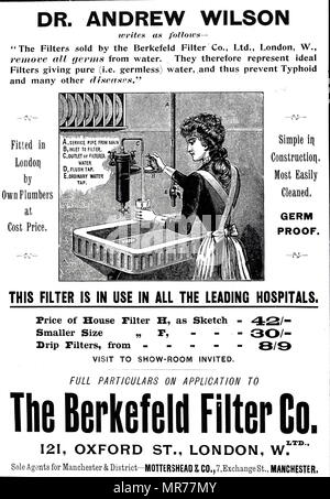 Advertisement for a water filter fitment for a water tap. Dated 20th ...