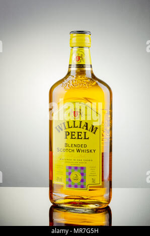 William Peel whisky on gradient background. William Peel is blended ...