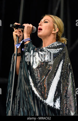 Musician Sarah Barthel of the band Phantogram performs during the Live ...