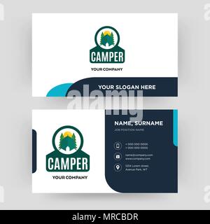 Travel and Camping visiting card design Layout template. Rv park and ...