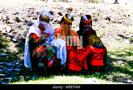 Kalash woman in traditional dress with ornate necklaces, Krakl Village ...