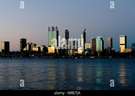 PERTH, AUSTRALIA - January 26, 2018: Perth city skyline at dusk Stock ...