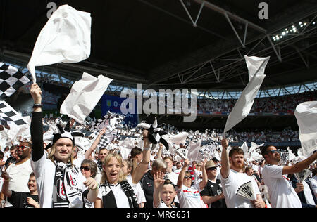 Fulham fans in the stands show their support during the Sky Bet ...