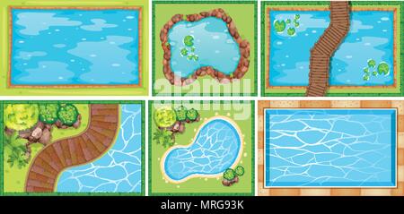 Aerial view of lake or pool illustration Stock Vector Art ...