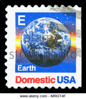 Old american postal envelope with a letter with stamp, postmark, with ...